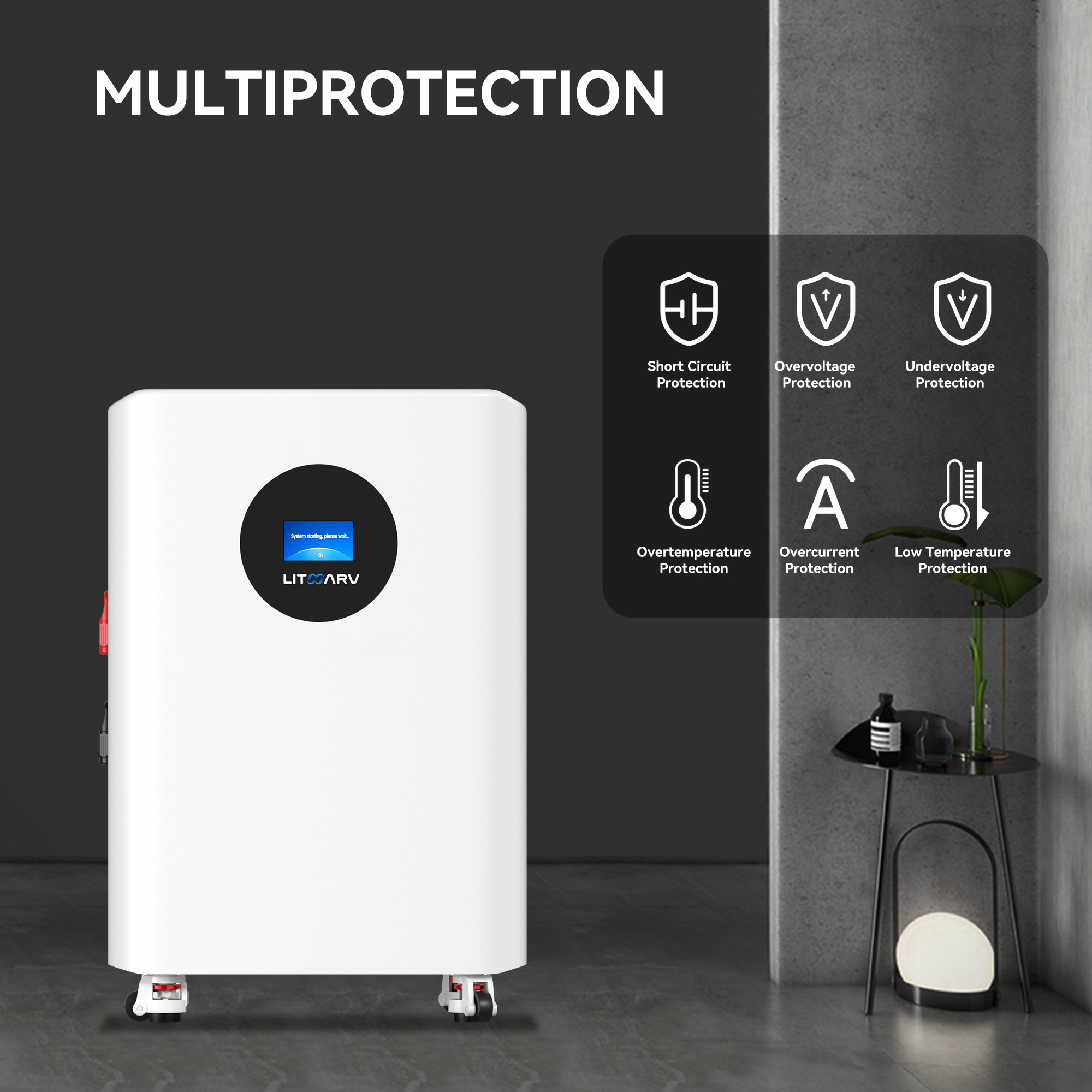 24v 300Ah Floor Stand LiFePO4 Battery Backup For Home